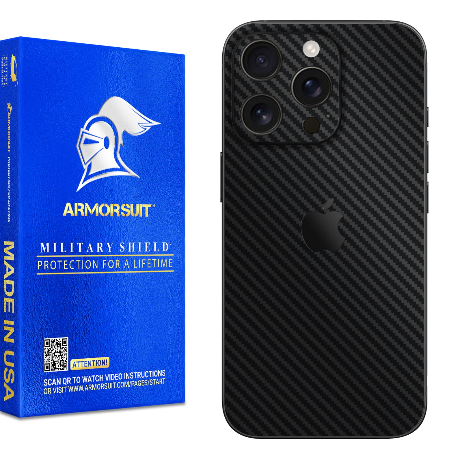 [2 Pack] Armorsuit MilitaryShield Vinyl Skin Wrap Film for iPhone 16 P