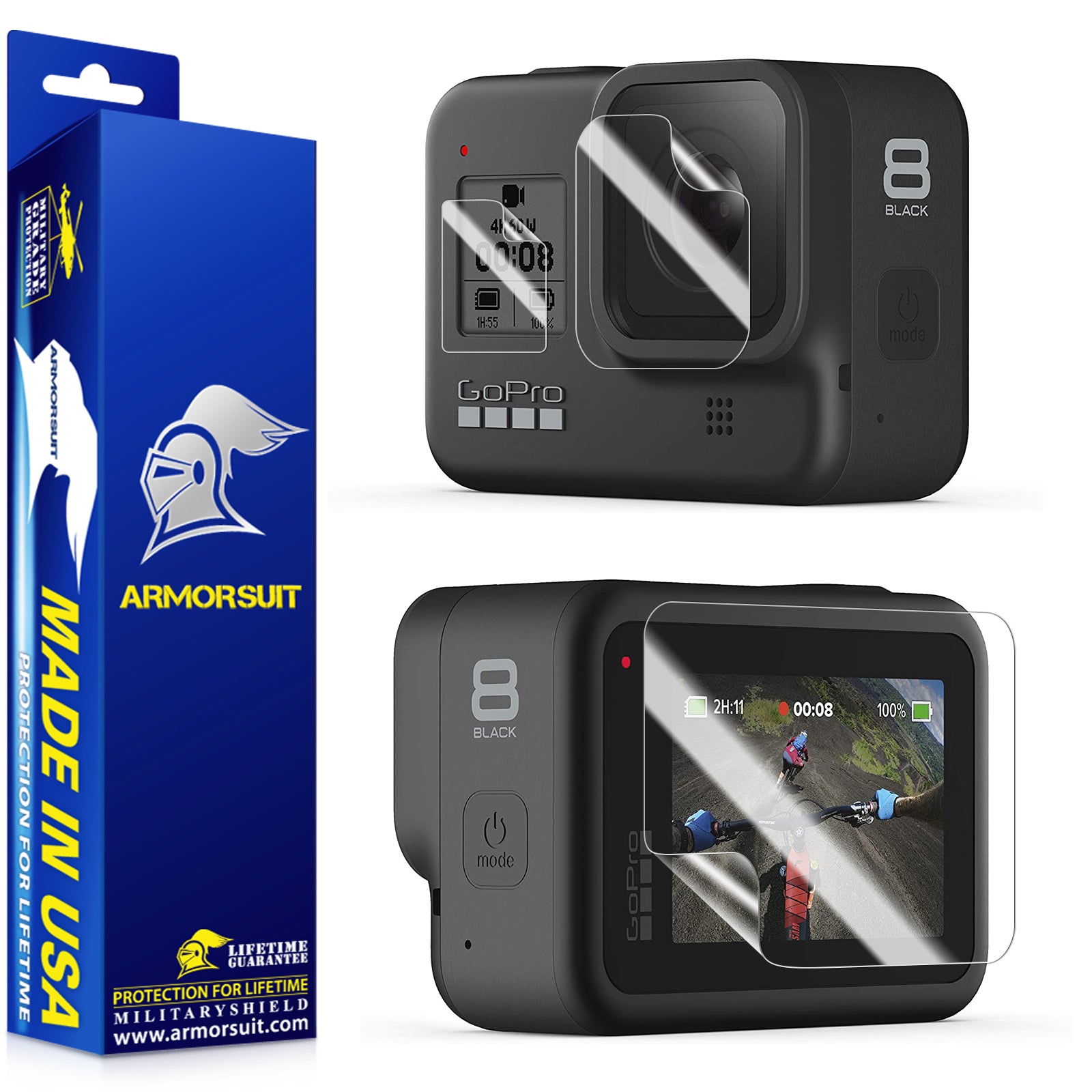 Armorsuit [6 Pack] Screen Protector For GoPro Hero 8 [4 Front + 2 Back